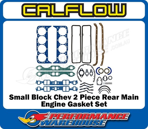 Engine Gasket Set suits Small Block Chev SBC 2 Piece Rear Main 283 307 ...