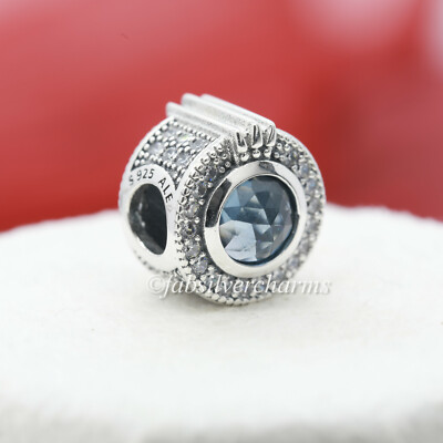 Authentic PANDORA Sparkling Blue Crown O Logo Charm 799058C01 Wife Mom ...