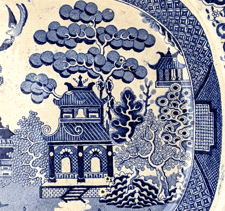 19th c. Antique Blue Willow Transferware Chinoiserie Platter - Lockhart ...