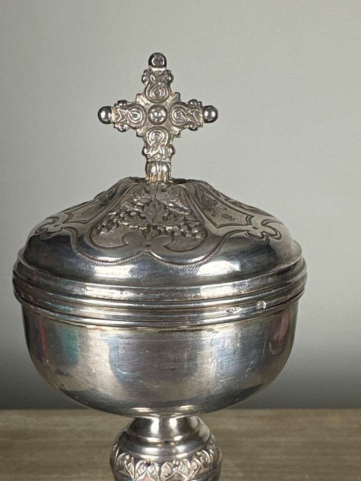 Antique Solid Silver Ciborium Box Favier Brothers LYON Religious Mass ...