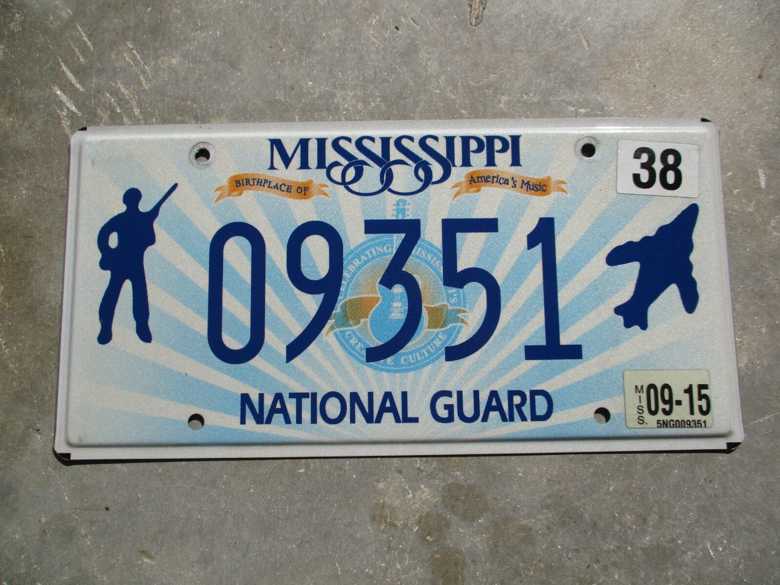Mississippi 2015 National guard license plate # 9351 | eBay