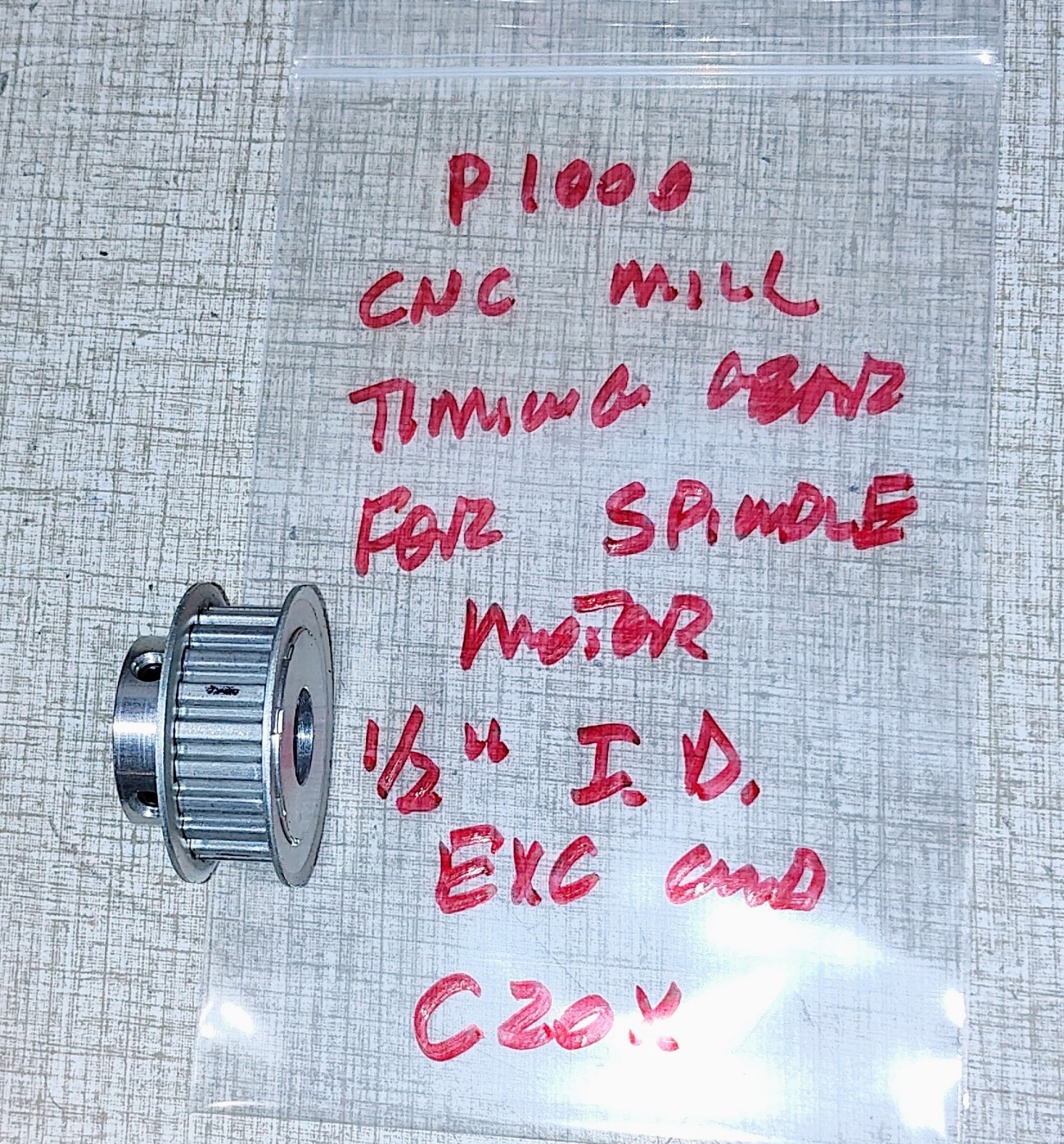 Intelitek Prolight 1000 CNC Mill Spindle Motor Timing Gear 1/2" I.D ...