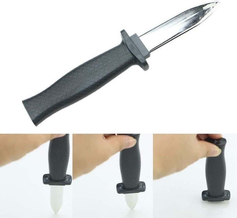 1x Retractable Plastic Knife Joke Halloween Props Toy Disappearing Fake ...
