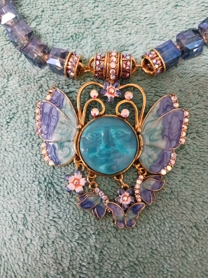 Magnetic Blue Teal Moon Butterfly Magnetic Enhancer With Chunky beaded ...