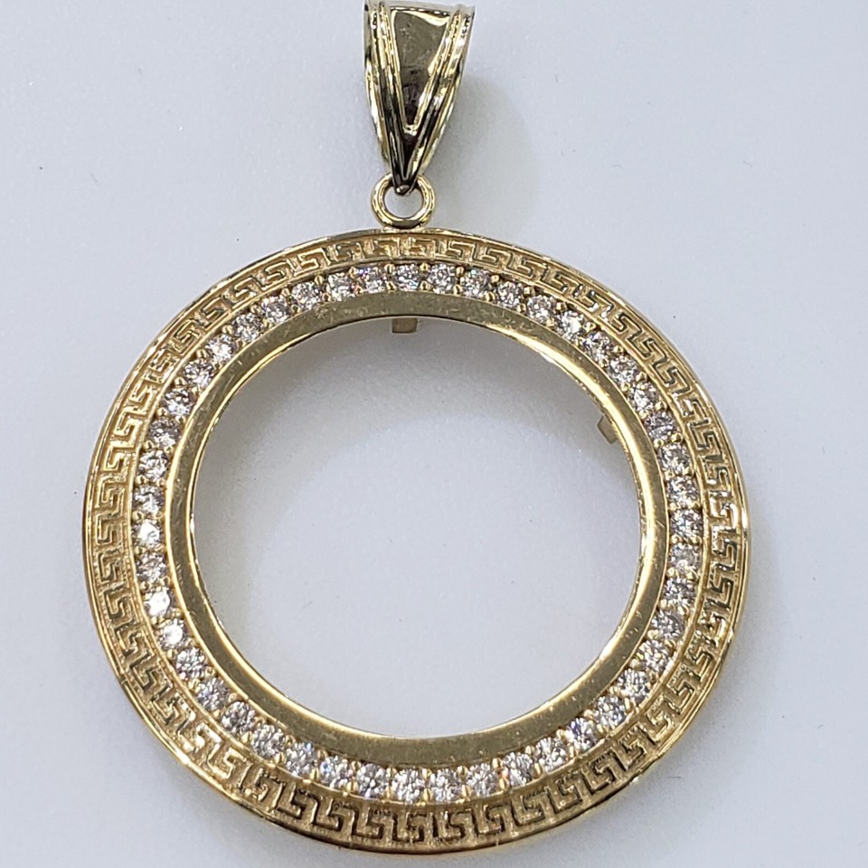 14k solid gold 4 Prong 50 pesos centenario Coin Bezel Frame pendant ...