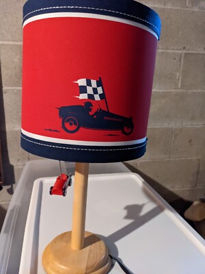 Lamp with Racing Car picture on Shade & Racing Car on pull down to turn ...
