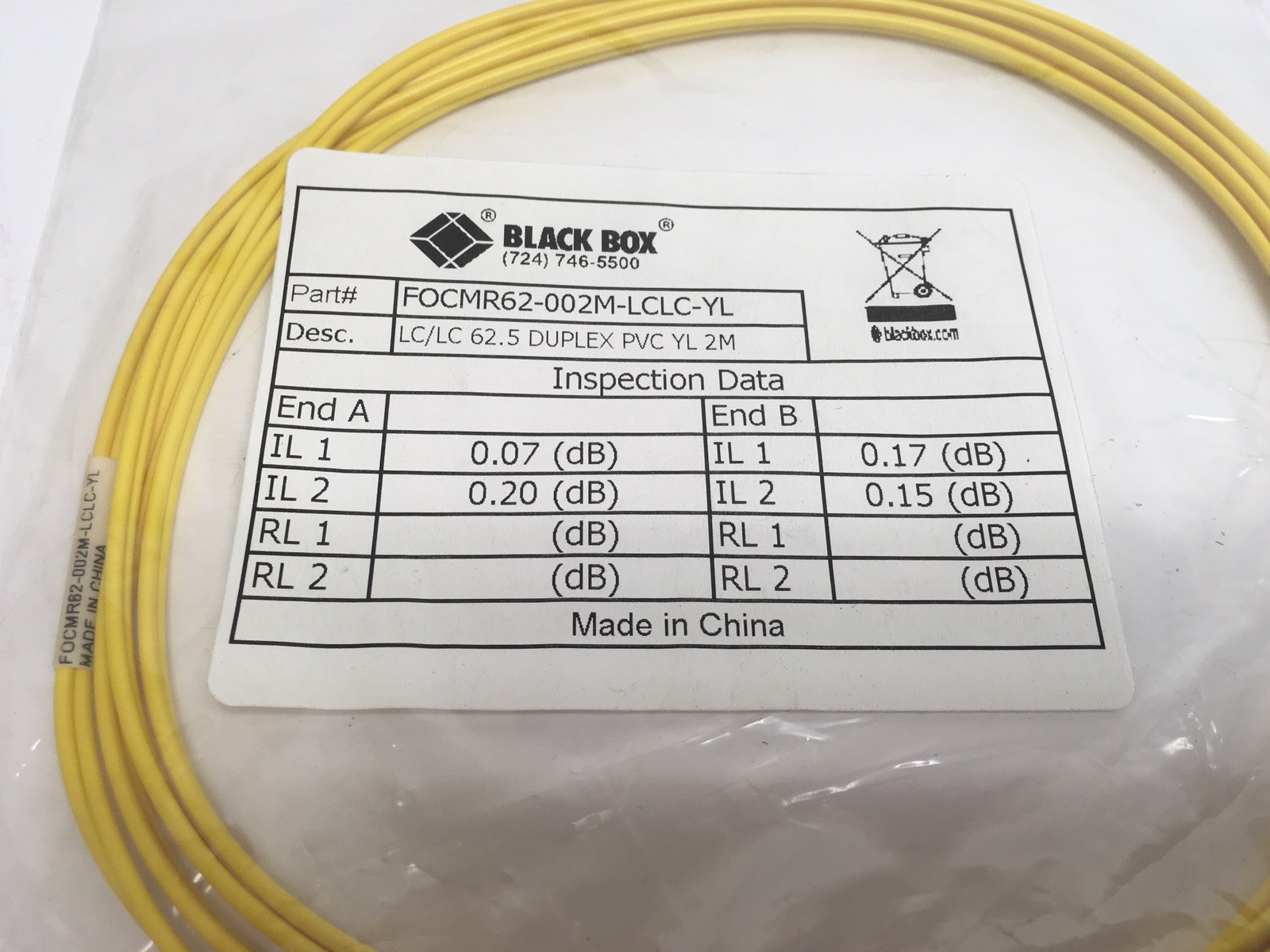 Black Box - Patch cable LC multi-mode (M) 2 m fiber optic 62.5 / 125 micron yellow (FOCMR62-002M ...
