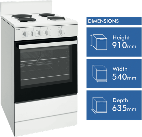 Chef 54cm Electric Upright Freestanding Cooker Ergo CFE532WB ...
