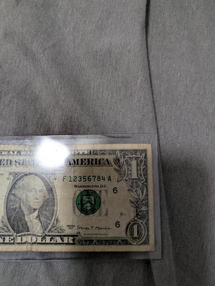 US One Dollar Bill 2017 Series F12356784A Broken/Mix Ladder (12345678 ...