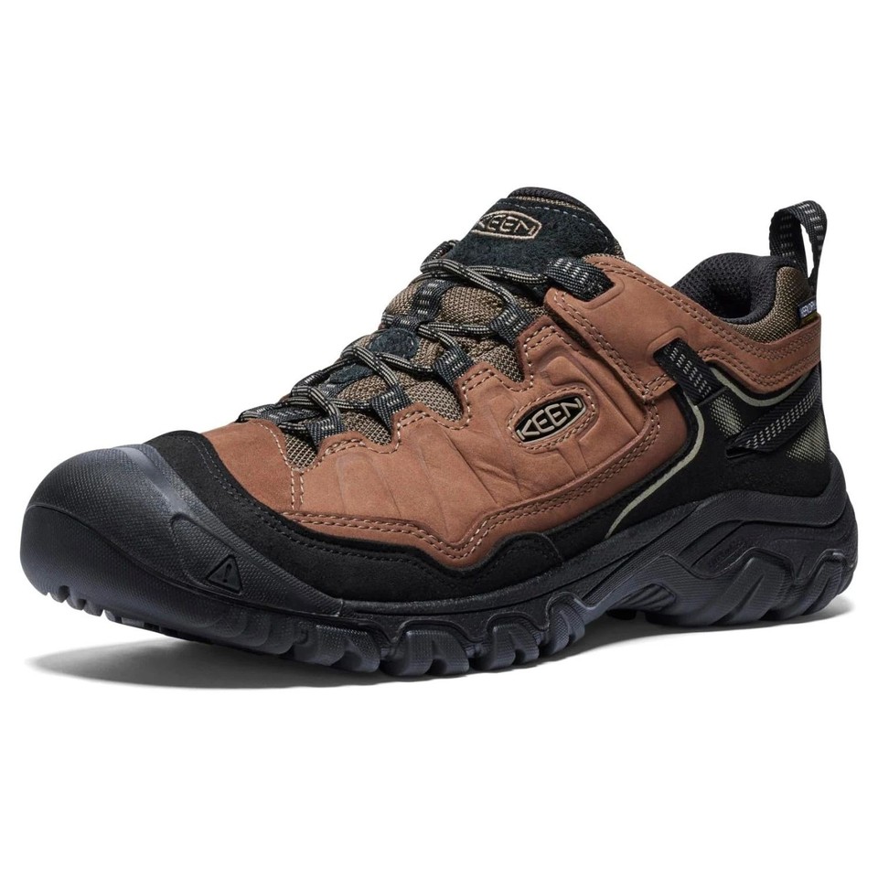 KEEN Men's Targhee IV Waterproof Regular Hiking Shoe, Bison/Black, Size ...