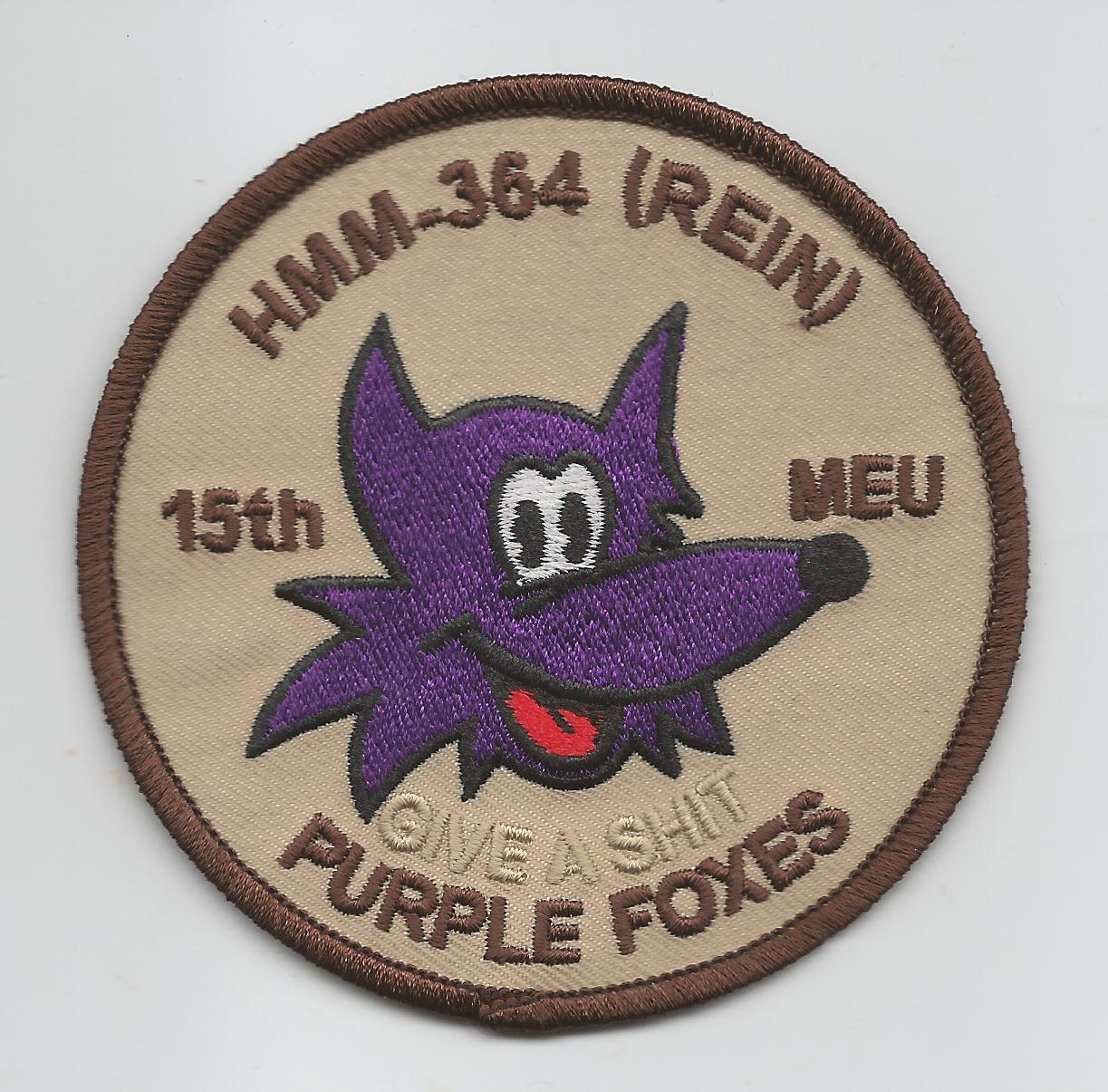 HMM-364(REIN) 15th MEU "G.A.S. PURPLE FOXES" desert patch | eBay
