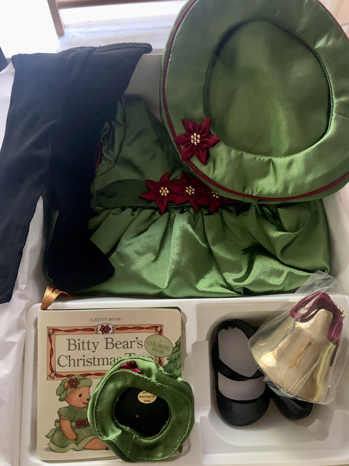 Bitty Baby 2001 NEW Poinsettia Set Pleasant Co Sparkly Box American ...