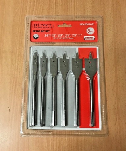 6Pc Spade Bit Set Hex Metric Flat Wood Boring Drill Hole Saw 10 13 16 ...