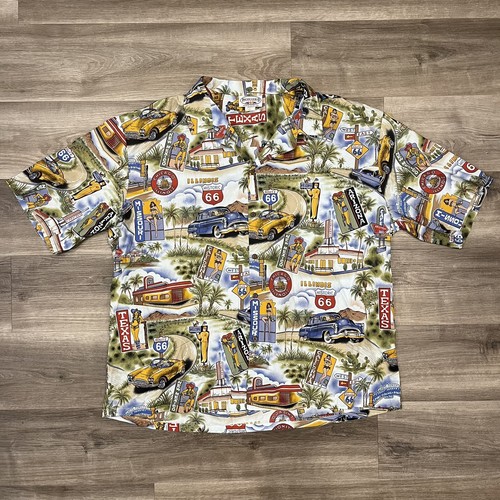 Pacific Legend Apparel Hawaiian Tropical Floral Route 66 Button Shirt ...