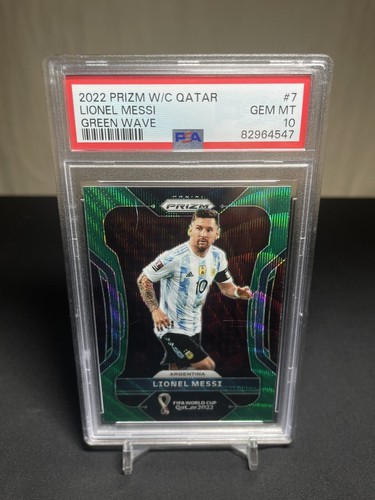 Lionel Messi 2022 Panini Prizm FIFA World Cup Qatar Green Wave PSA 10 ...