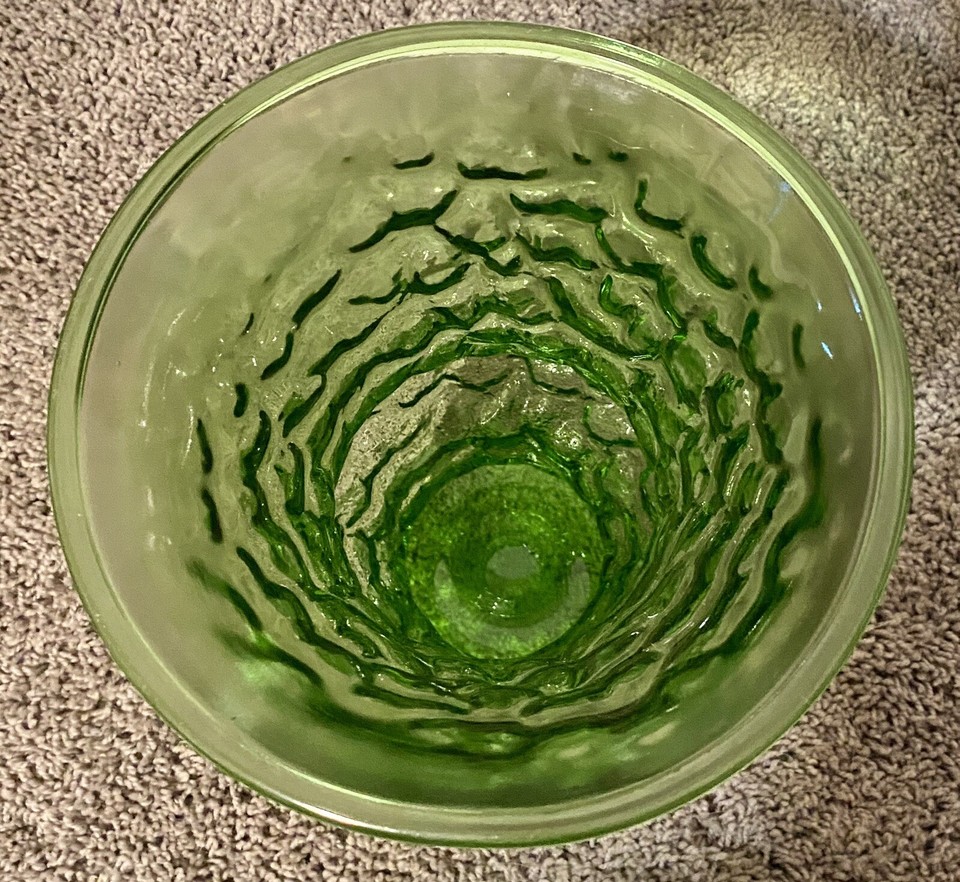 Vintage EO Brody Co Emerald Green Crinkle Glass Vase Mid Century Modern ...