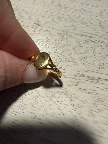 10K Yellow Gold Overlay Engrave-able Signet Ring With Diamond Accents ...