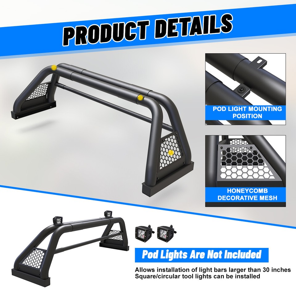 For 2001-2023 2024 2025 Nissan Frontier Adjustable Sport Bar Chase Rack ...