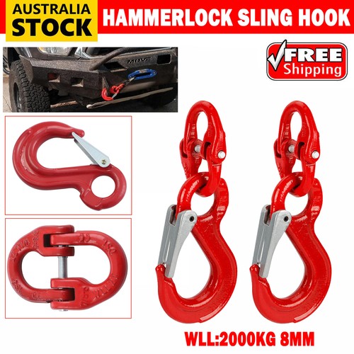 2x 8mm Eye Sling Hook + Hammerlock Chain Connector Working Load Limit ...