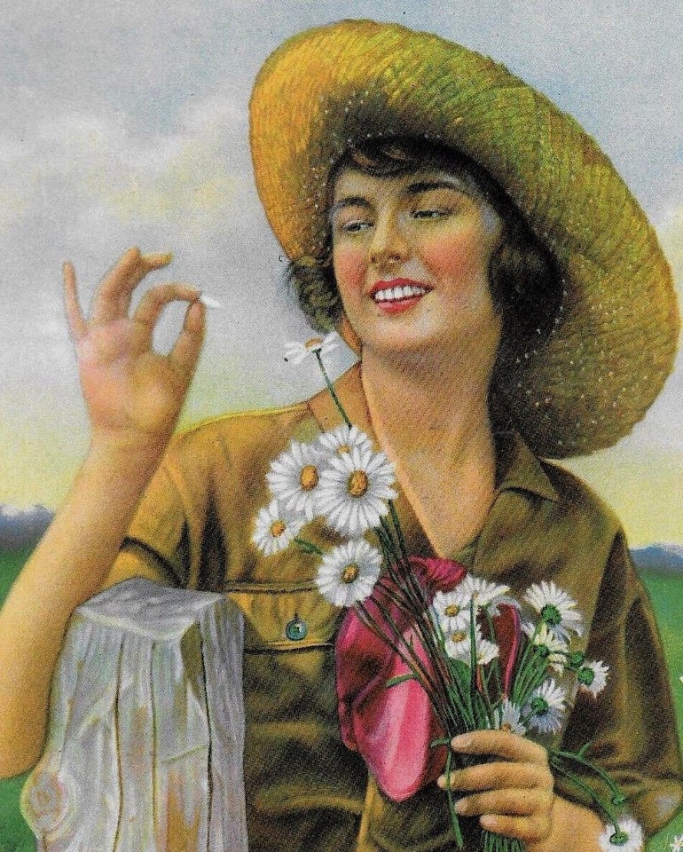 Lady With Straw Hat, Daisy, Field Daisies, 7.75"x5.75" Sample Print ...