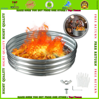 48 Inch Round Galvanized Fire Pit Ring/Fire Ring - 4 FT Diameter Silver ...