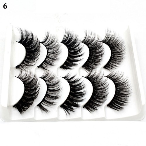5Pair 3D Mink False Eyelashes Fake Eye Lashes Wispy Cross Long Thick ...