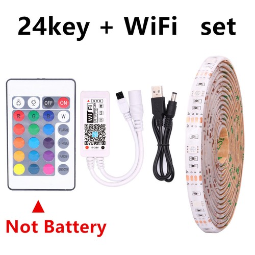 0.5M-5M 5050 RGB LED Strip Waterproof USB Light Flexible DC 5V 24key ...