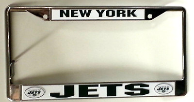 NFL New York Jets Metal License Plate Frame (White Logo - Pack of 2 ...