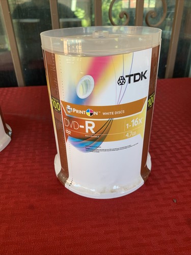 TDK DVD-R 1-16x Print On White Disques Discs 100 Pack Spindle 4.7GB 1 ...