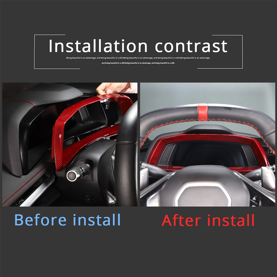 Red Dry Carbon Fiber Dashboard Speedometer Trim Frame For Corvette C8 ...