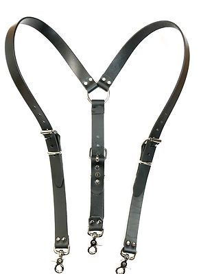 Leather Suspender 3 way buckle Adjustable Ring & Trigger Clasp Cowhide ...