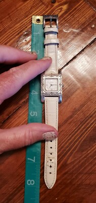 Brighton Markham Ladies Watch White Leather Strap New Battery | eBay