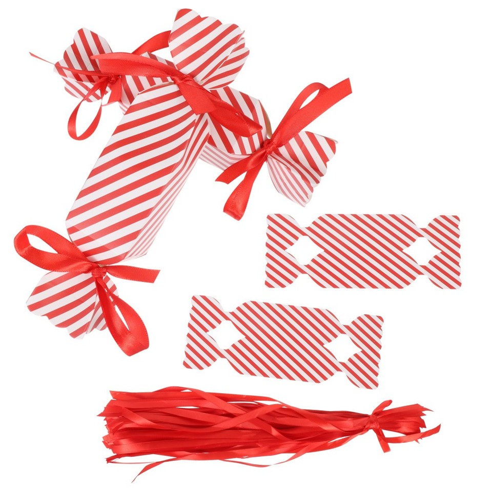 100 Pcs Paper Candy Boxes with 100 Ribbons Christmas Candy Shape Candy ...