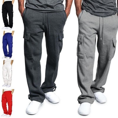 Mens Cargo Combat Joggers Pants Work Casual Sport Trousers Tracksuit ...