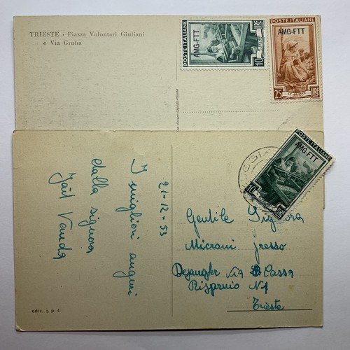 ITALY WW2 POSTCARD LOT STAMP AMG-FTT OVERPRINT ALLIED MILITARY ...