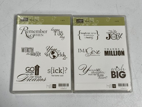 WORD PLAY CLING RUBBER MOUNT STAMP SET OF 12 STAMPIN UP THANK YOU JOY ...