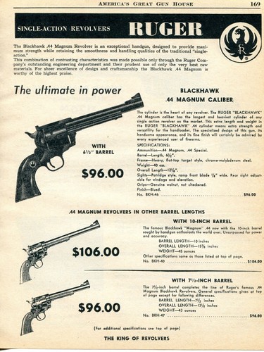 1961 Print Ad of Ruger Blackhawk 44 Magnum Single Action Revolver | eBay