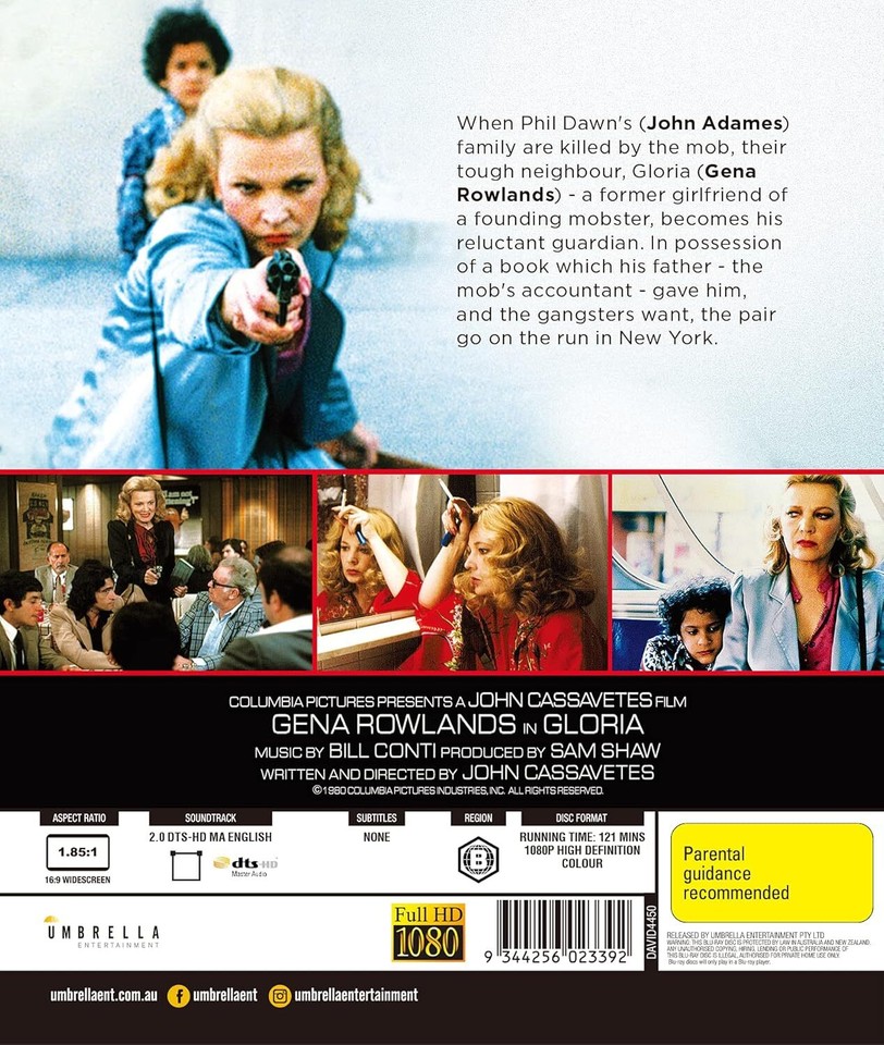Gloria (Blu-ray) Gena Rowlands Buck Henry Julie Carmen Tony Knesich (UK ...