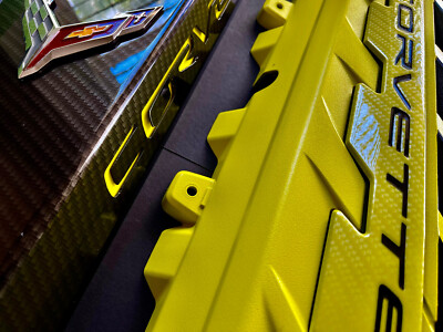 2020/24 CORVETTE C8 ENGINE COVER ACCELERATE YELLOW CARBON FIBER HTC! | eBay
