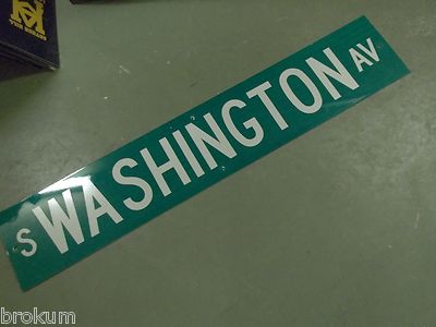 LARGE ORIGINAL S. WASHINGTON AV STREET SIGN 48" X 9" WHITE LETTERING ON ...