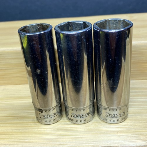 SET OF 3 Snap-On 3/8" DRIVE METRIC 6 pt SOCKETS 16mm 15mm 14mm sfsm16 ...