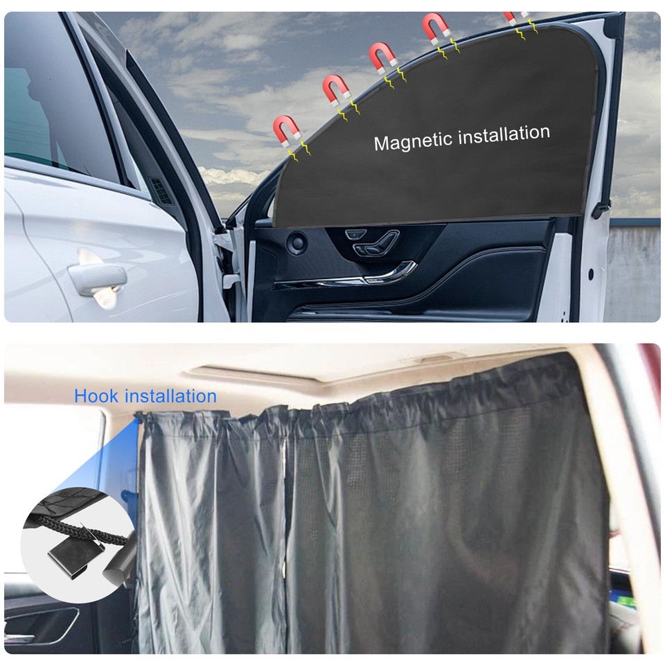 Car Window Shade & Privacy Divider Curtain Blackout Sunshade for Truck ...