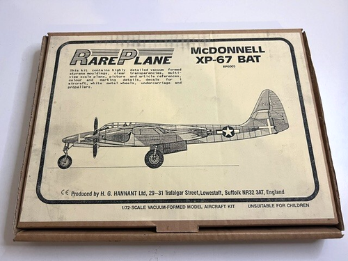 #578 RARE PLANE McDONNELL XP-67 BAT VACUUM FORMED 1:72 AIRPLANE MODEL ...