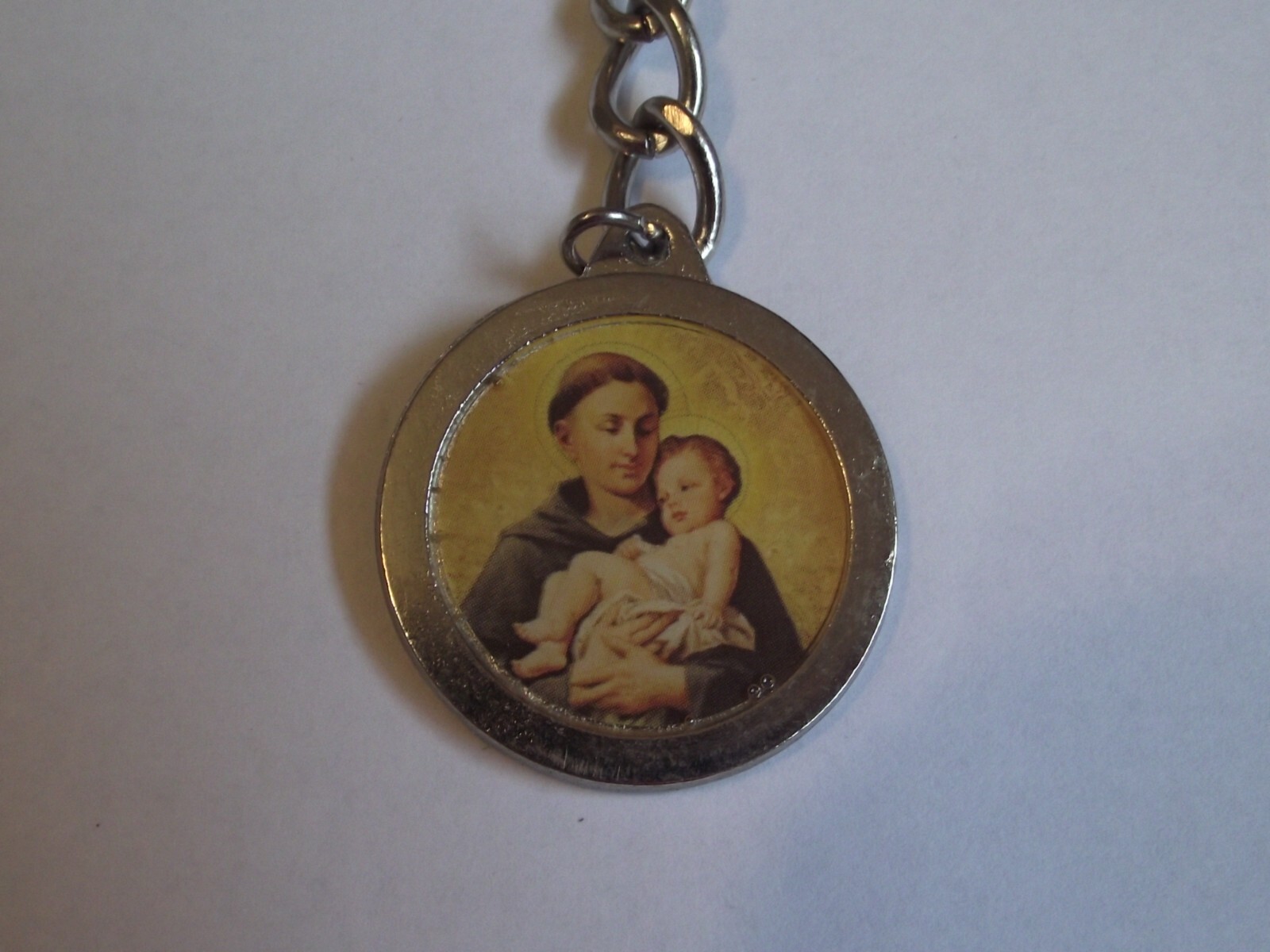 Vtg St Saint Anthony blessed relic medal key chain ring patron of lost ...
