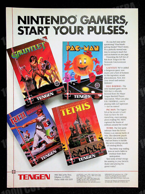 Tengen Games NES 1989 Pac-Man Tetris Gauntlet Print Magazine Ad Poster ...