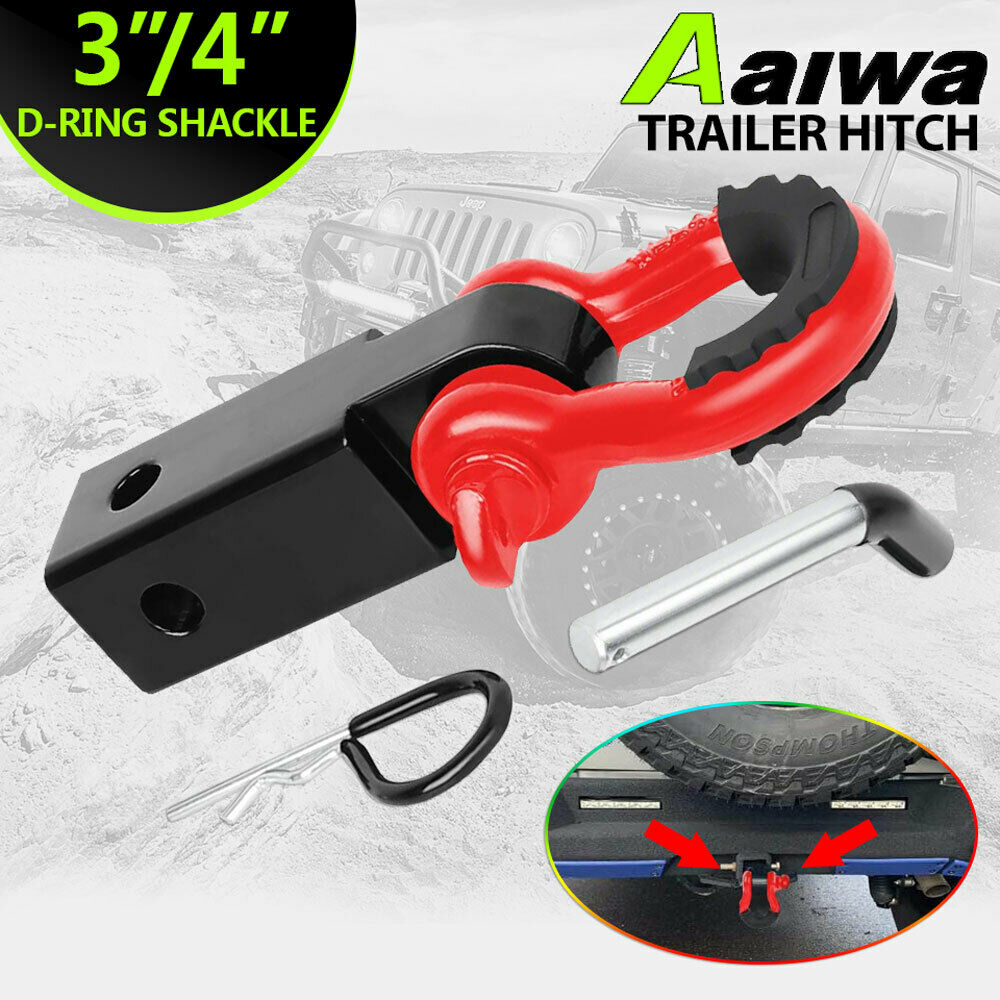 2" Trailer Hitch Receiver - 3/4" D Ring Bow Shackle Heavy Duty Off Road ...