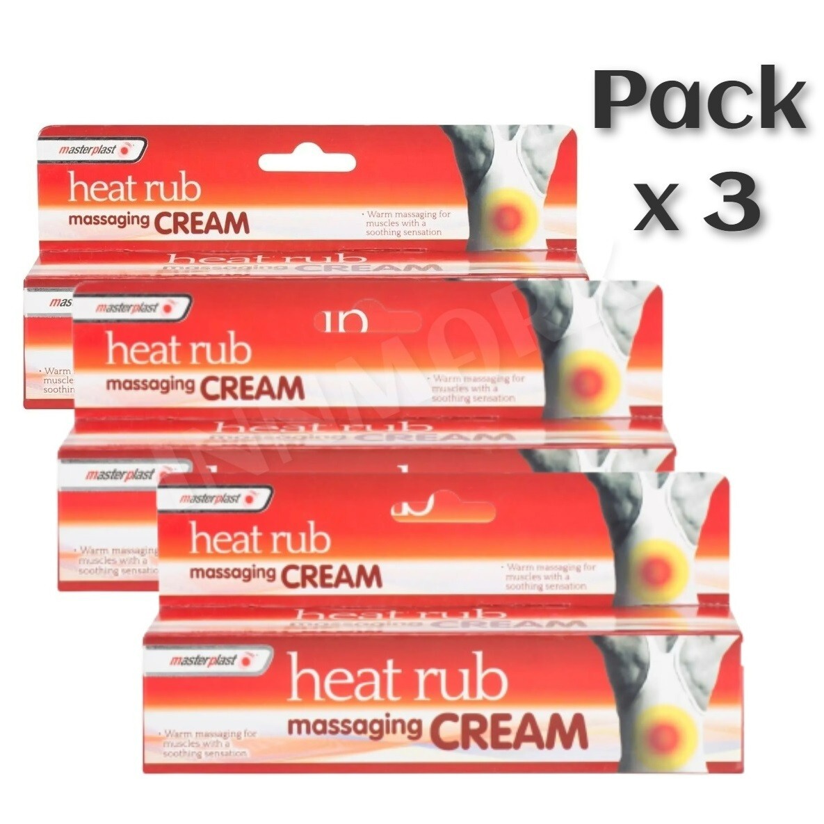 Heat Massaging Cream MasterPlast Fast Relief Muscles Soothing Pack 3 x ...