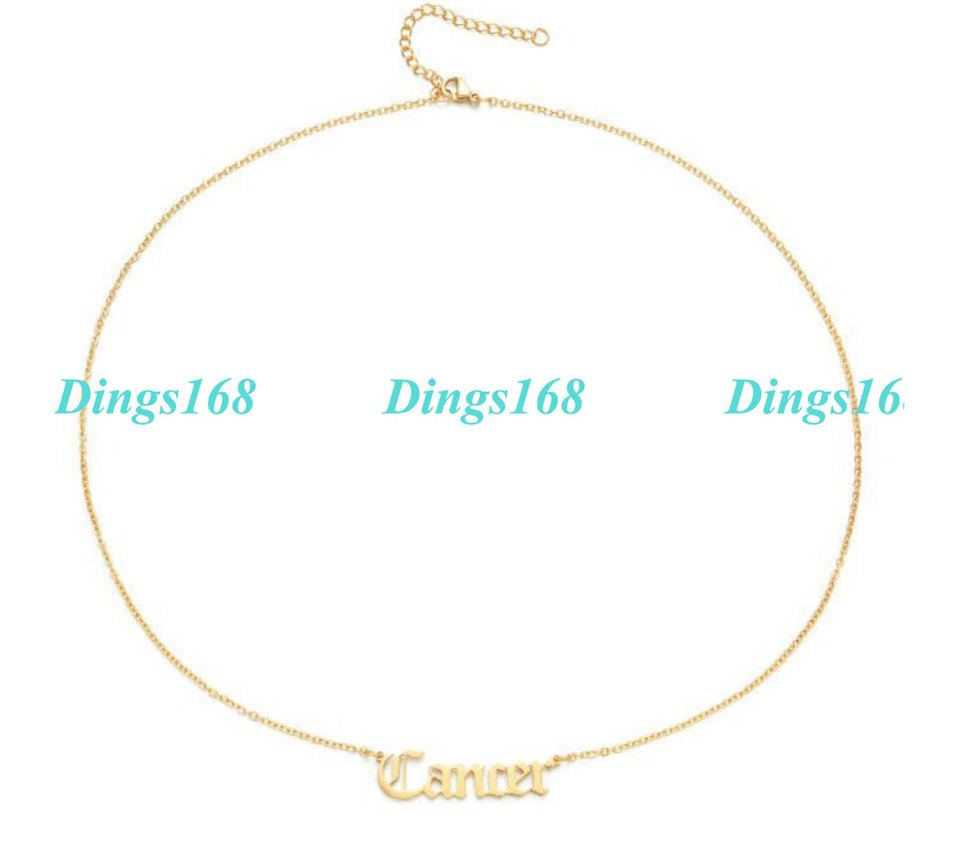 Capricorn- Solid 18K Yellow Gold Filled Cursive Zodiac Font Script Name ...