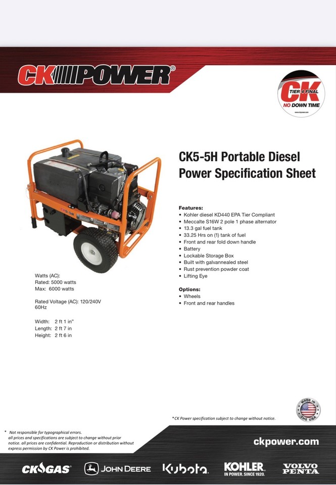Diesel Generators CK5-5H Kohler ( 6 THD…electronics friendly) | eBay