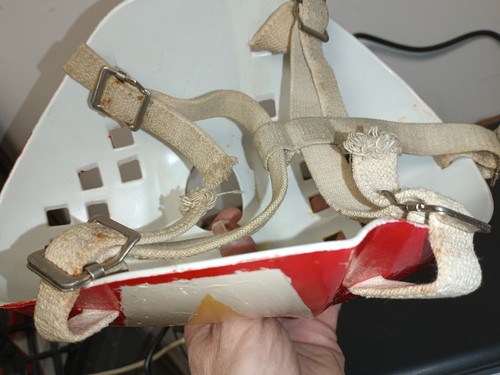 Vtg Cooper Street Hockey Red Yellow White Goalie Mask HM6 Oil Painted ...